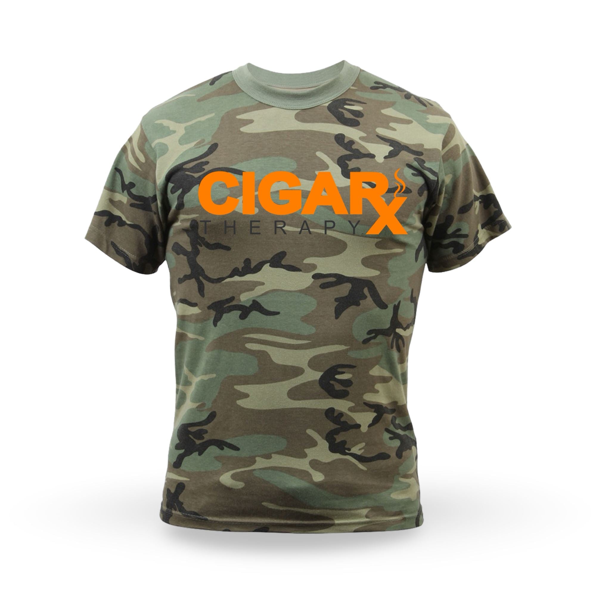 CIGARx Camo w/ Orange Logo Crew Neck T-Shirts | Buy At Discount Prices